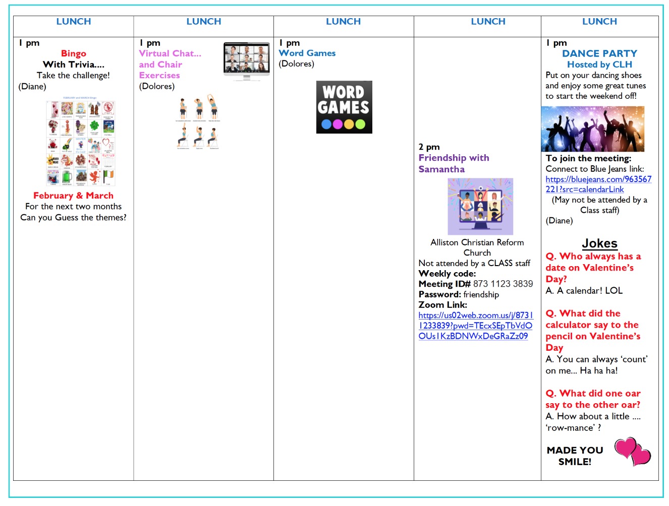 Program Calendar | Community Living Association for South Simcoe