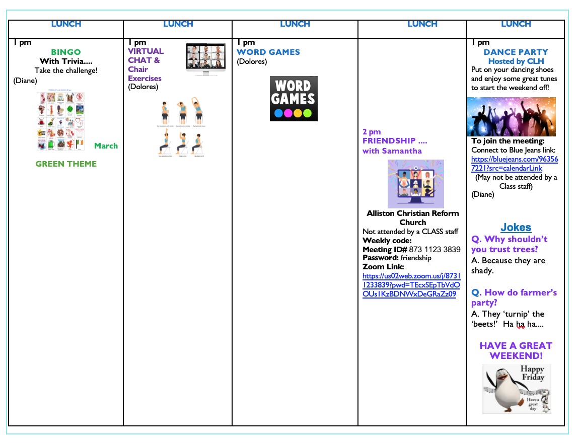 Program Calendar | Community Living Association for South Simcoe